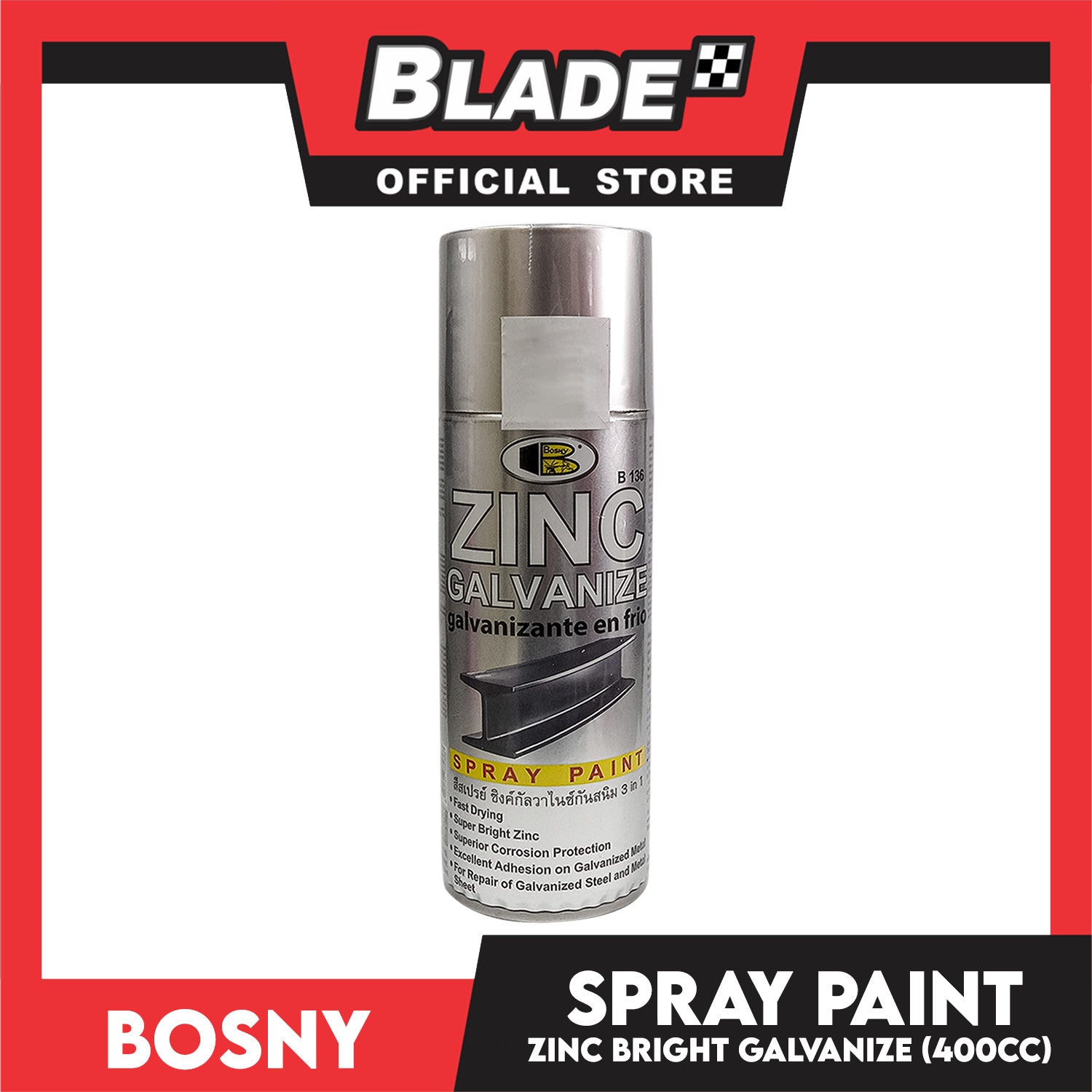 Bosny Zinc Galvanize Spray Paint B136 400CC – blade.ph