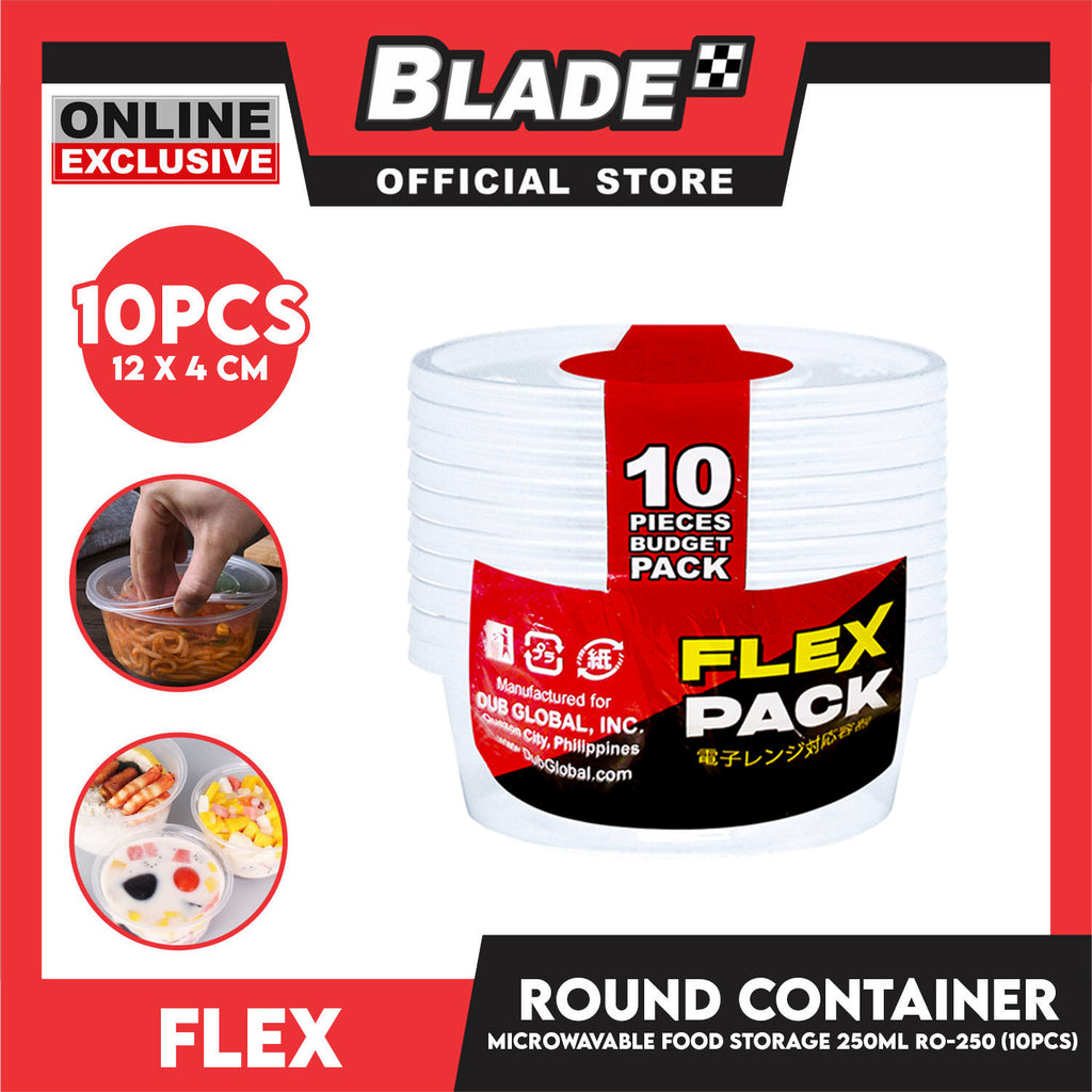 Flex Microwavable Container Round Food Storage 250ml 12x4cm R0-250 (Se ...