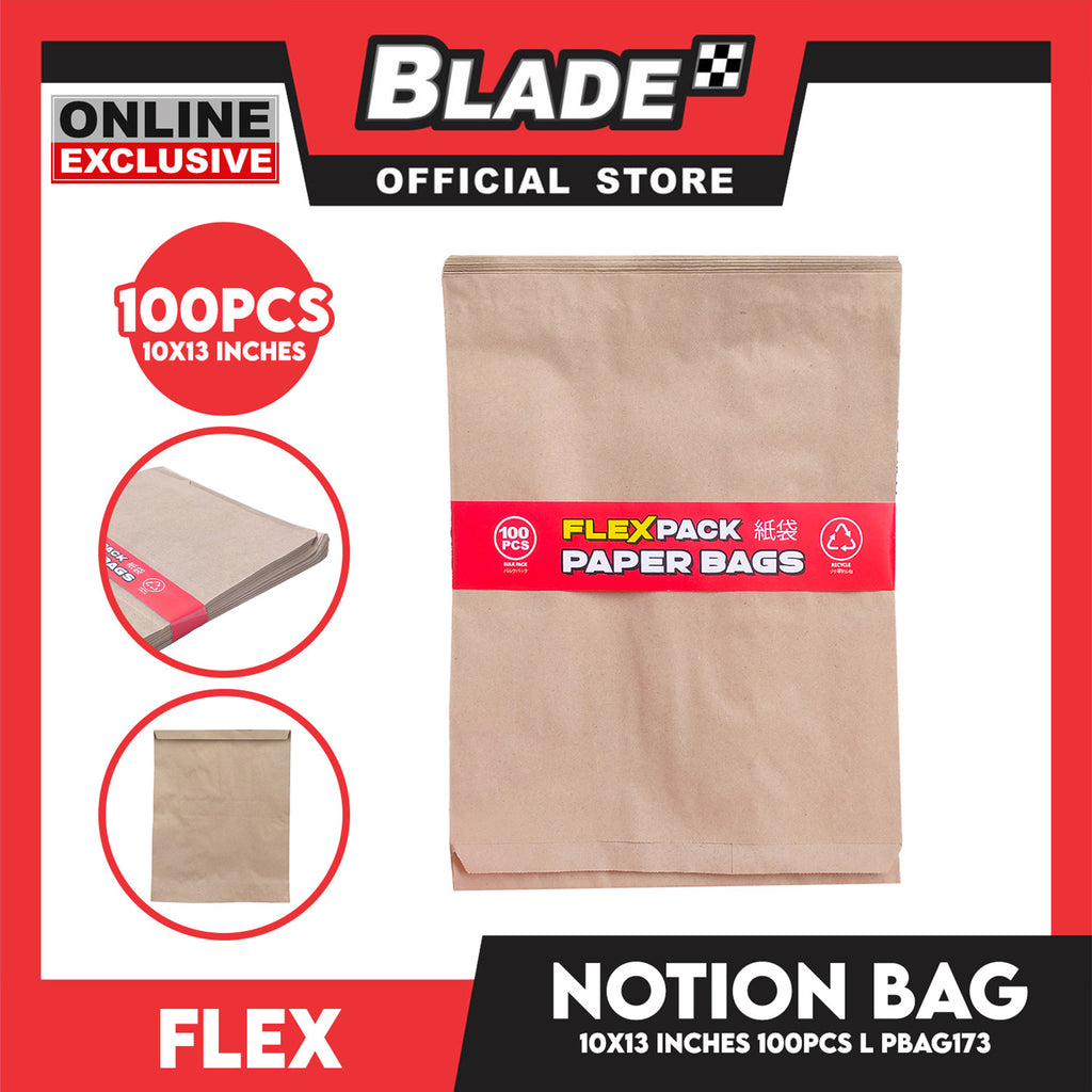 Flex Notion Bag Flat Bottom Large 100pcs 10x13 inches PBAG173 Kraft Pa ...