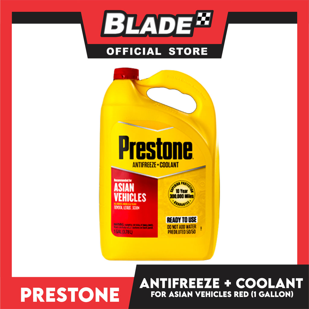Prestone 50/50 Prediluted Antifreeze/Coolant (Red) 1 Gallon for Asian ...