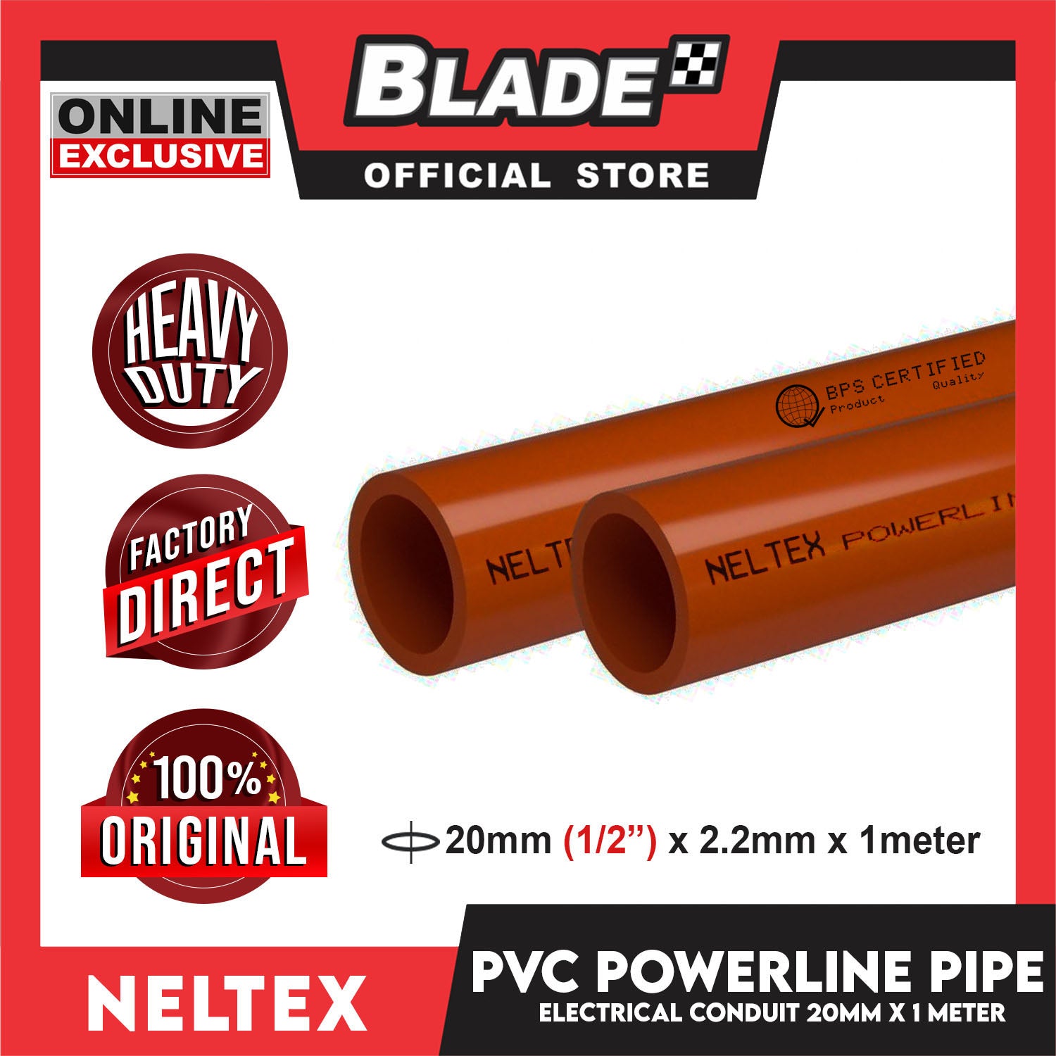 Neltex PVC Powerline Electrical Conduit Pipe 20mm x 1meter – blade.ph