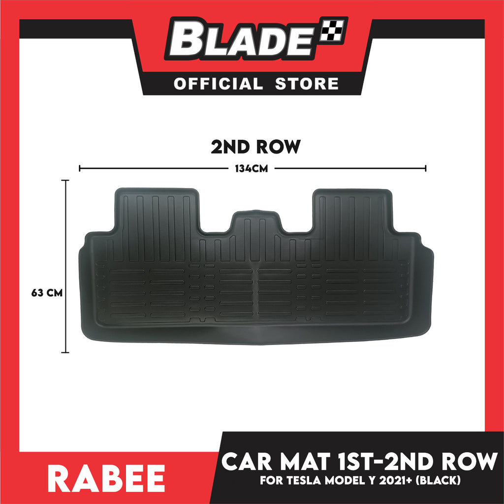 Rabee Car Matting for Tesla Model Y 1st-2nd Row 2021+ (Black) Deep Dis ...