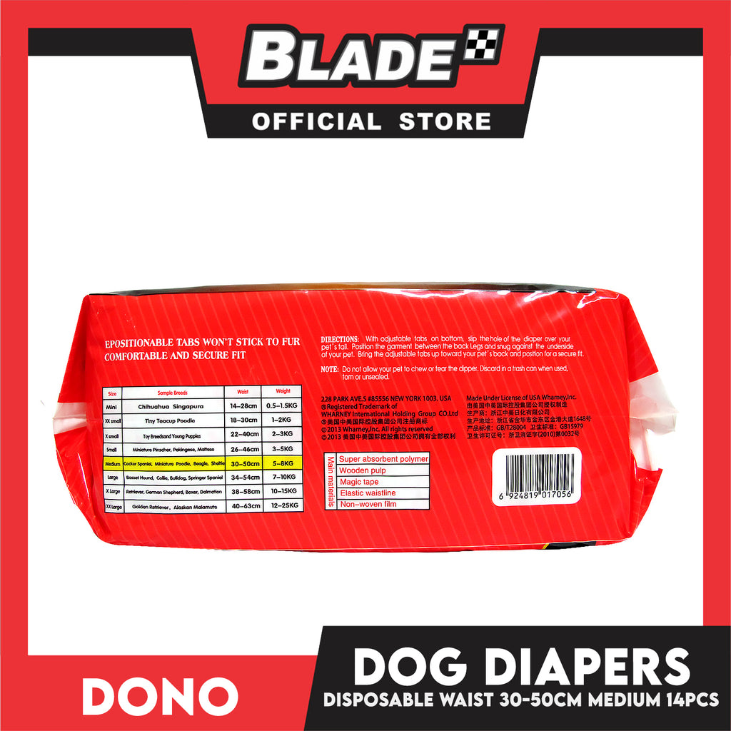 Dono Disposable Diapers Super Absorbent Medium 14 pcs Dog Diaper – blade.ph