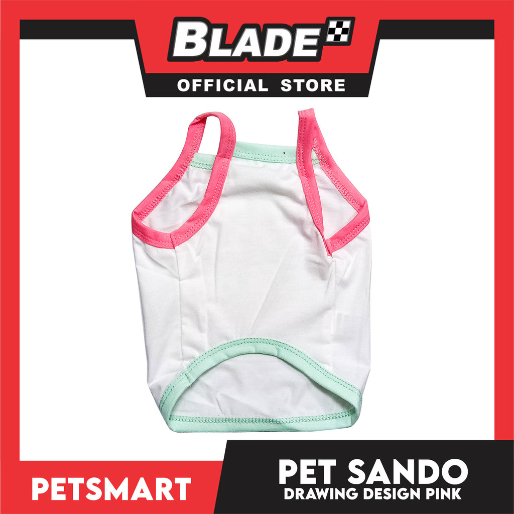 Pet Sando White Summer Print Design Pink/Blue Piping Large Size (CWYF1 ...