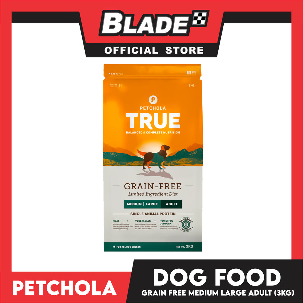 Petchola True Grain Free Medium to Large Breeds (Adult) Dog Food 3kg ...