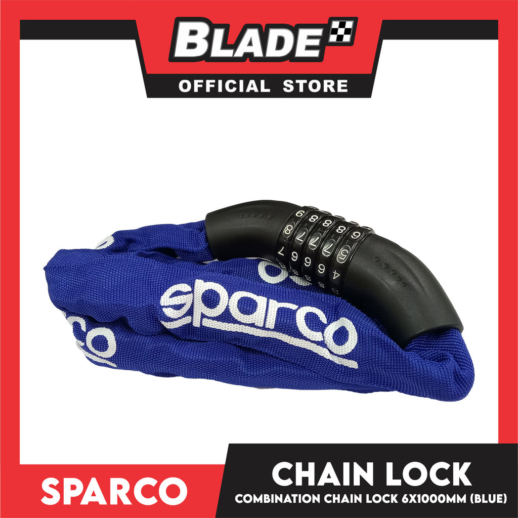 Sparco 4-digits Combination Chain Lock (Blue) for Bicycles, Motorcycle ...