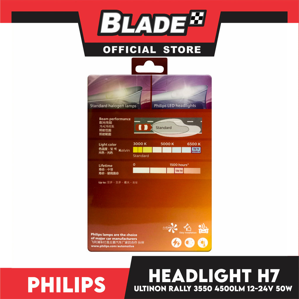 Philips Led Car Headlight Ultinon Rally 3550 H7 50W 4500 lumens – blade.ph