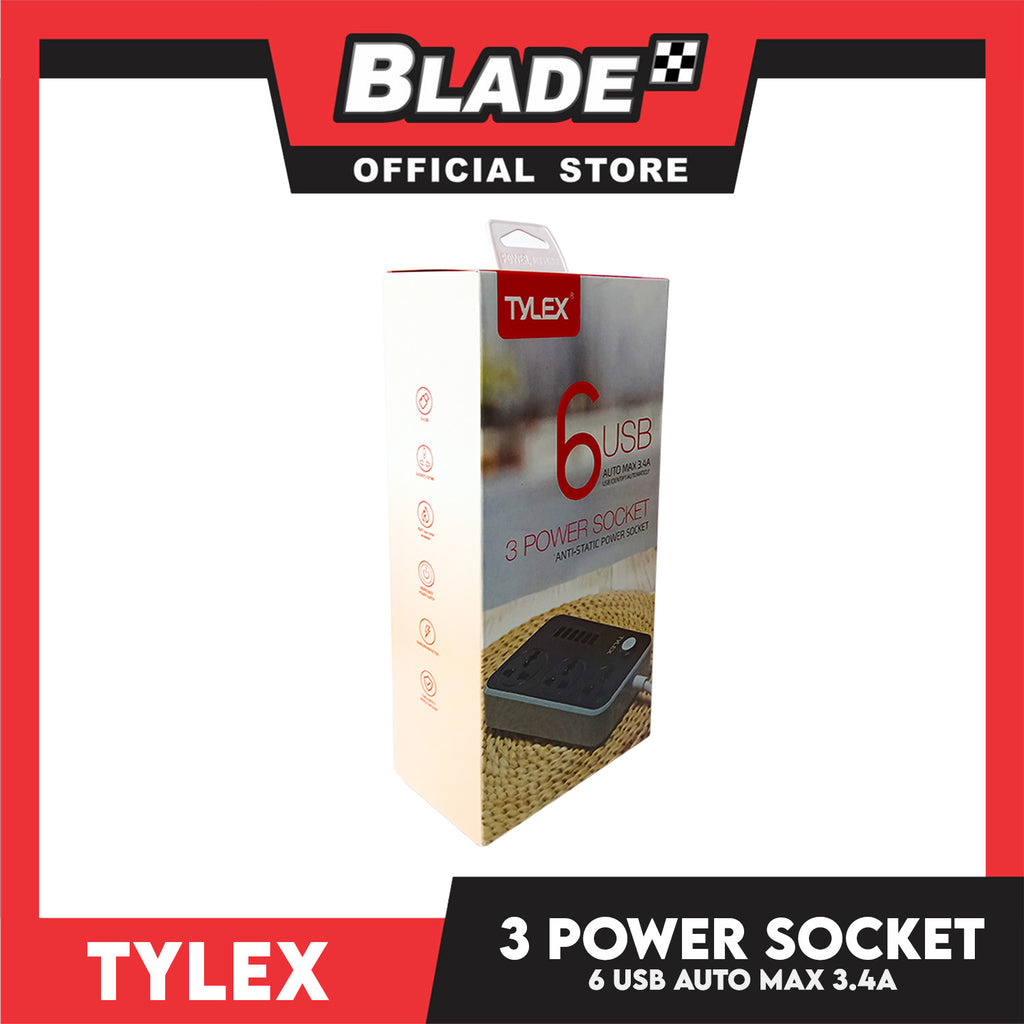 Tylex XE01 6 USB Power Strip 3.1A AC100-250V Max 2500W 10A 1.6 meter ...