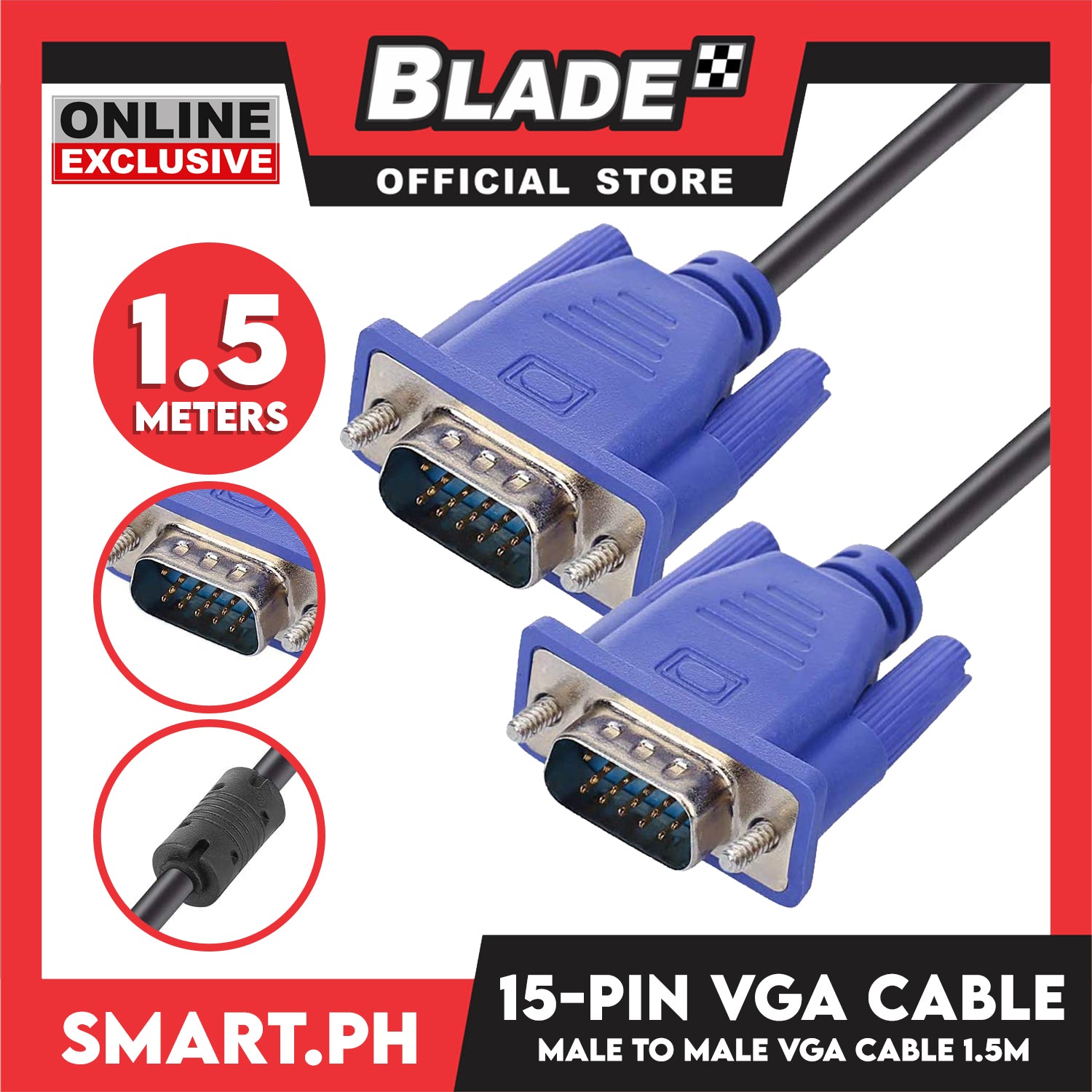1.5 Meters 15-pin VGA Cable Male to Male VGA Video Cable for TV Comput ...