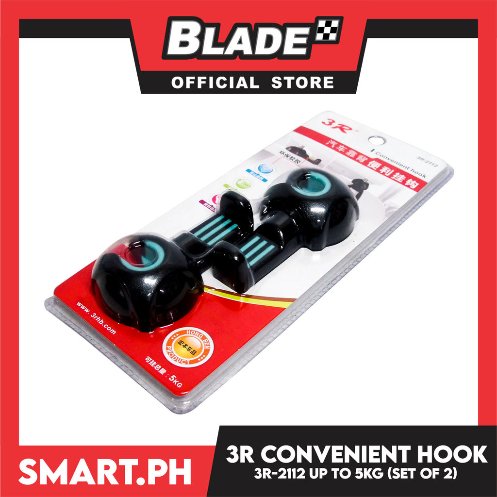 3R Car Headrest Hook Universal Convenient Hook 3R-2112 (Set of 2) Blac ...