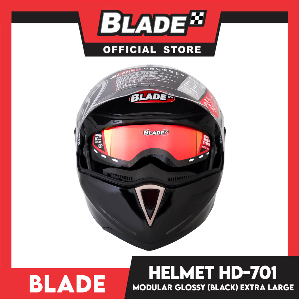 Blade Helmet Modular Full Face HD-701 Black Glossy (Extra Large) – blade.ph