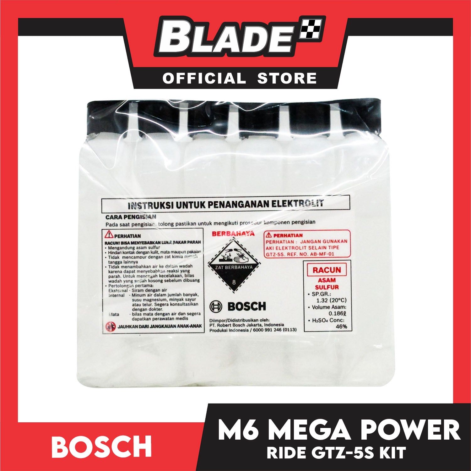 Bosch Motorcycle Battery M6 Mega Power Ride AGM Battery GTZ-5S Kit ...