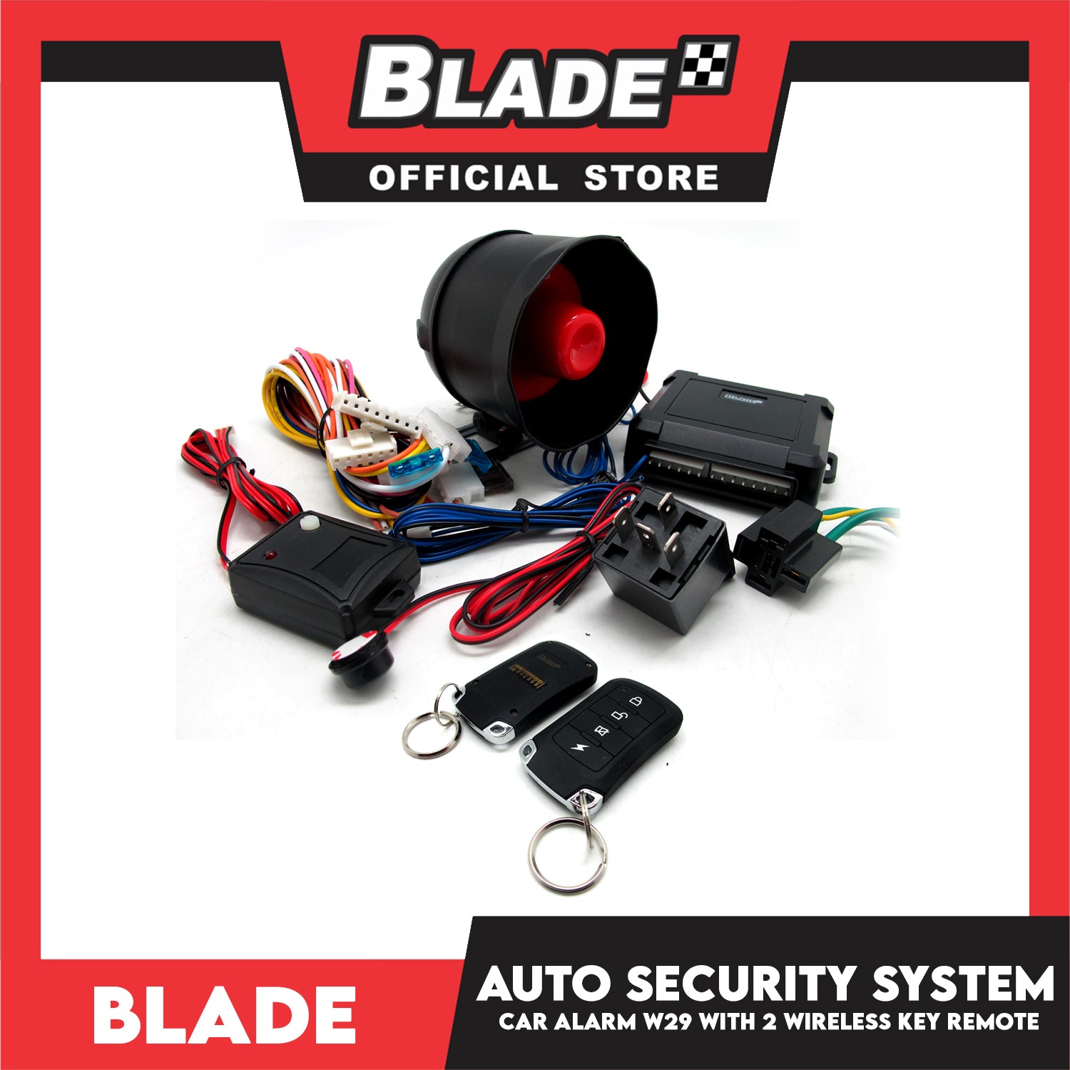 Blade Car Alarm W29 Auto Security Keyless Entry System with 2 Remote C ...