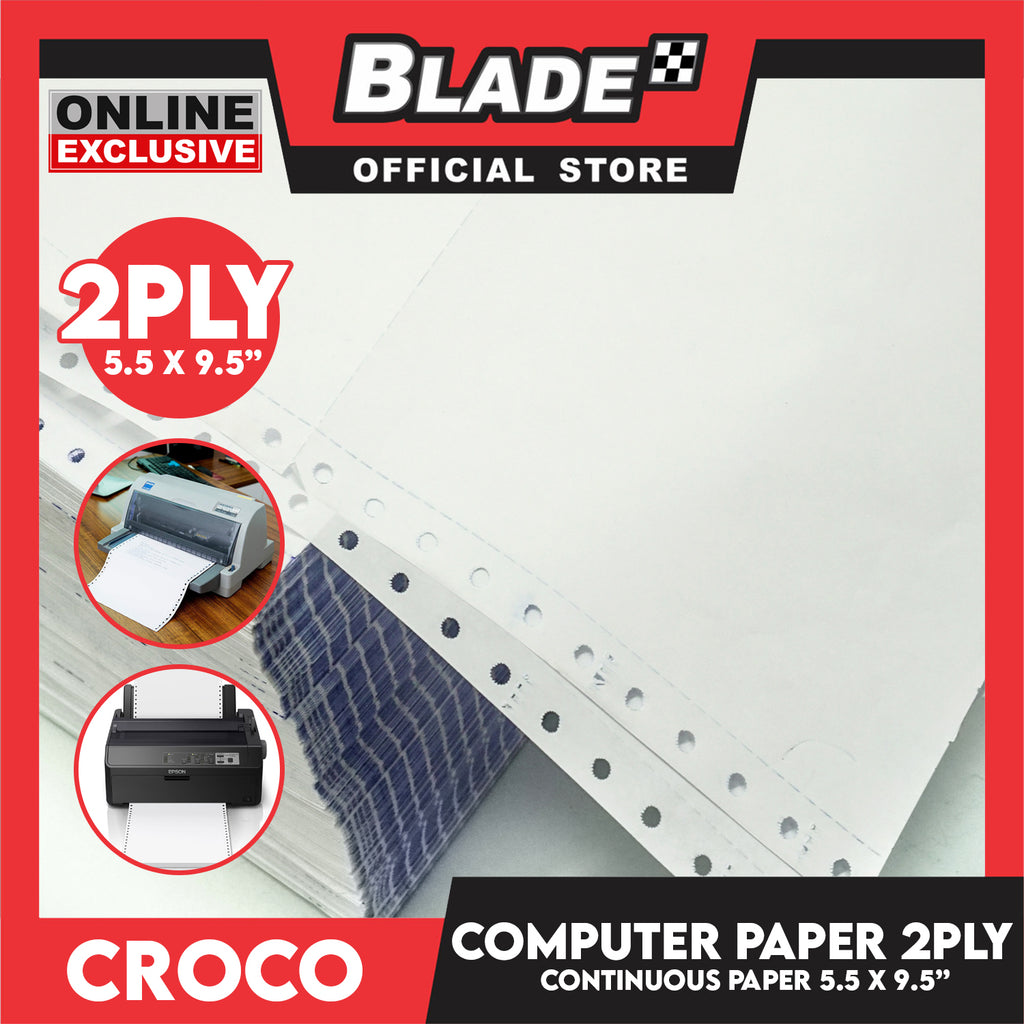 Croco Computer Forms 5.5 x 9 1/2'' (2PLY) 1Box Continuous Computer Pap ...
