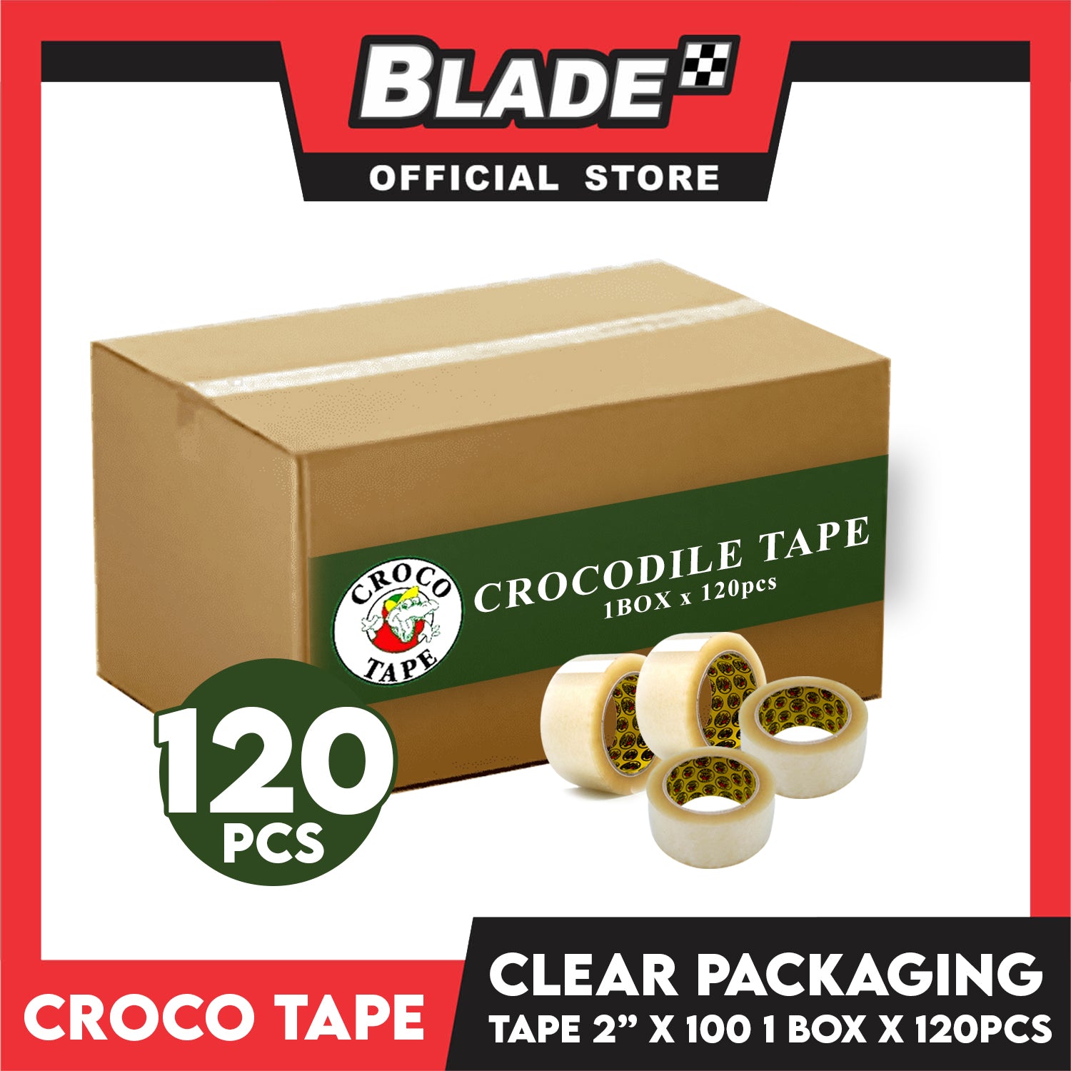 Croco Tape Clear Packaging Tape 2" x 100M (Clear) Bundle of 12 – blade.ph