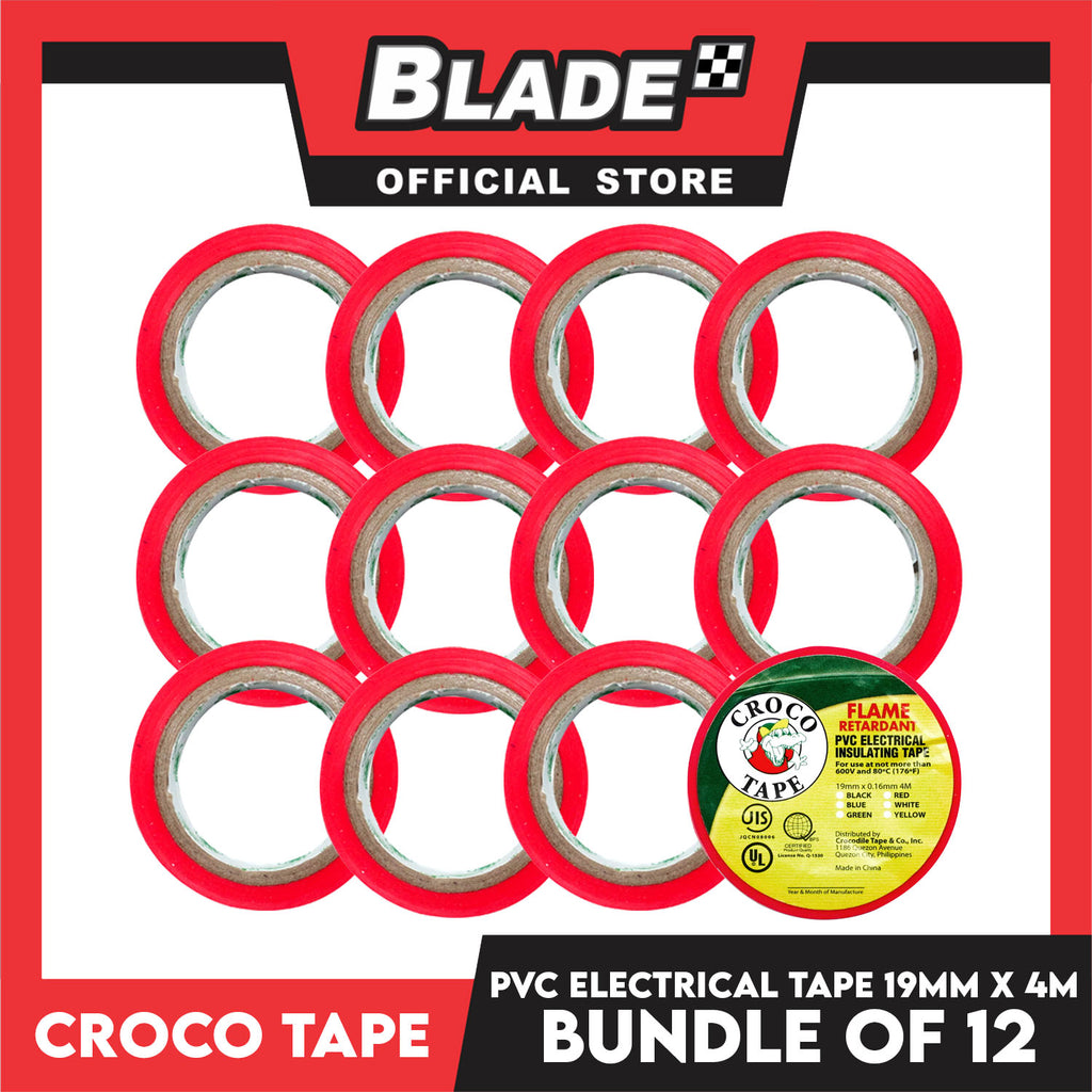Croco Tape Flame Retardant PVC Electrical Insulating Tape 19mm x 4m Bu ...