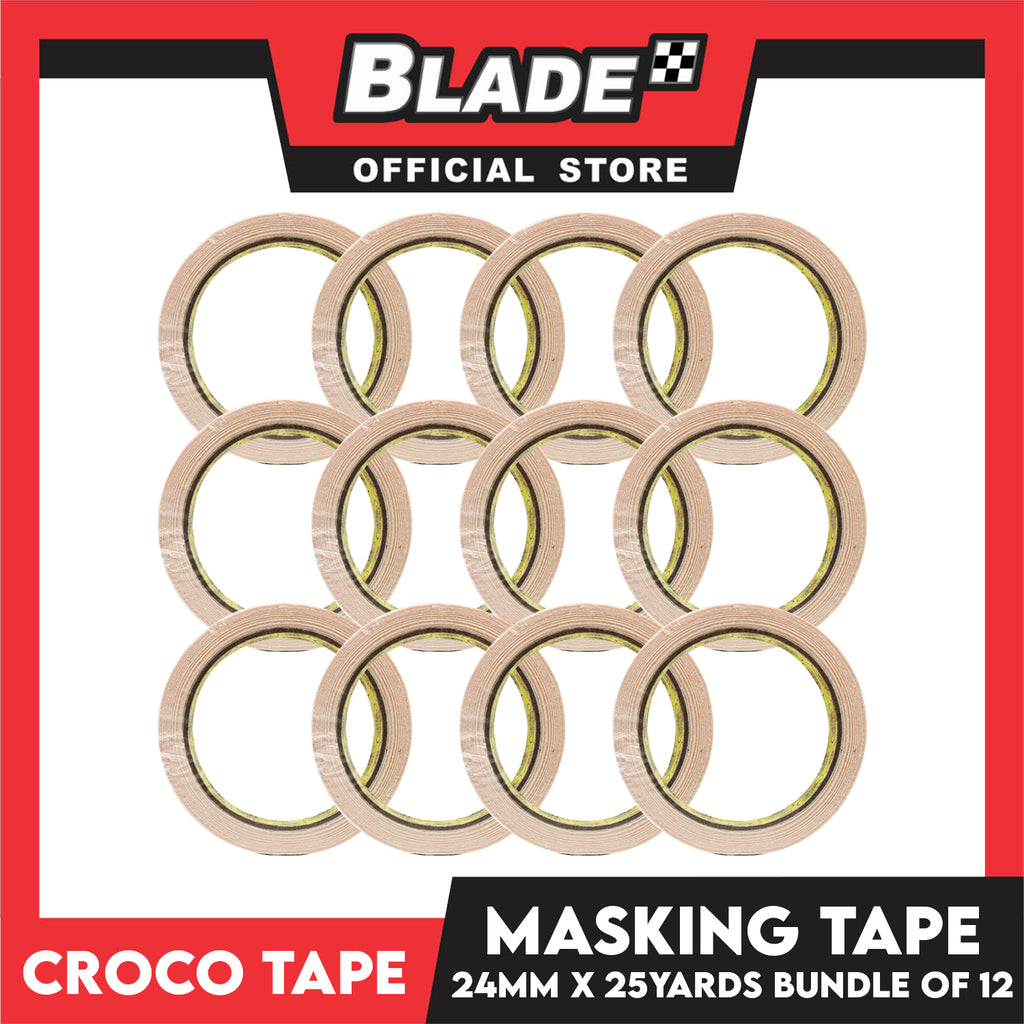 Croco Tape Masking Tape 24mm x 25yards (Beige) Bundle of 12- General P ...
