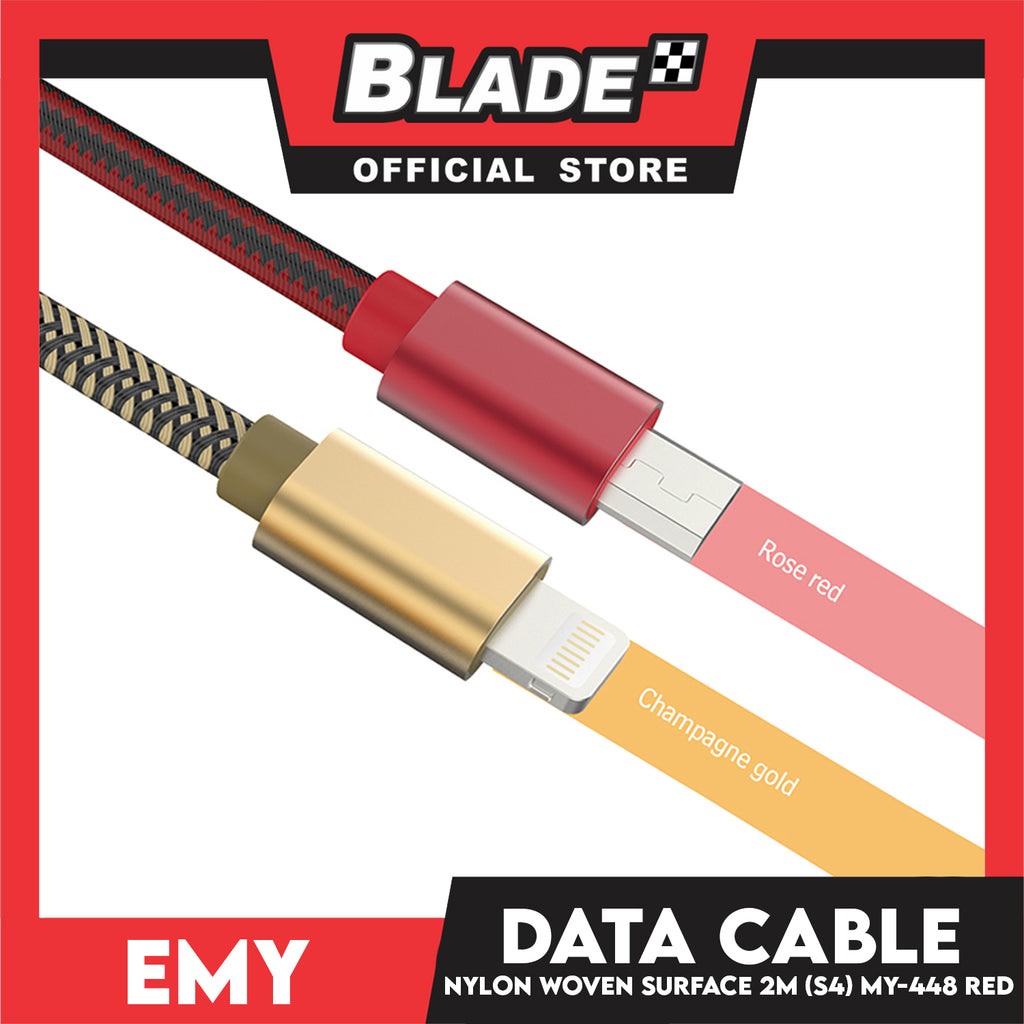 Emy Data Cable Nylon Woven Surface 2000mm MY-448 (Red) for Android- Sa ...