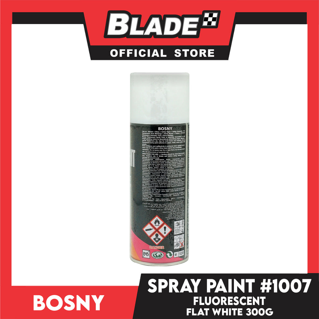 Bosny Flourescent Spray Paint Acrylic Lacquer Flat White #1007 300g ...