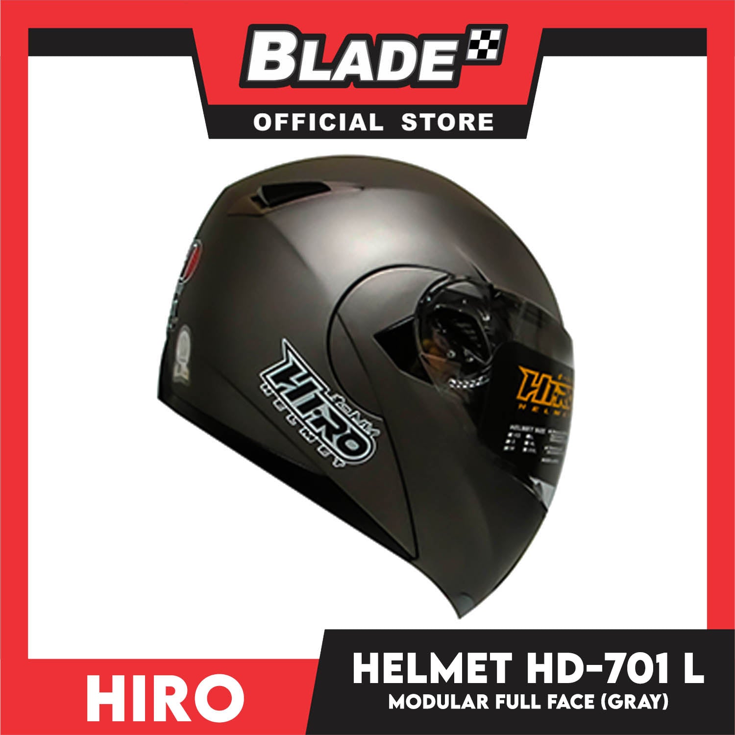 HIRO Helmet HD-701 Gray (Modular) Large – blade.ph