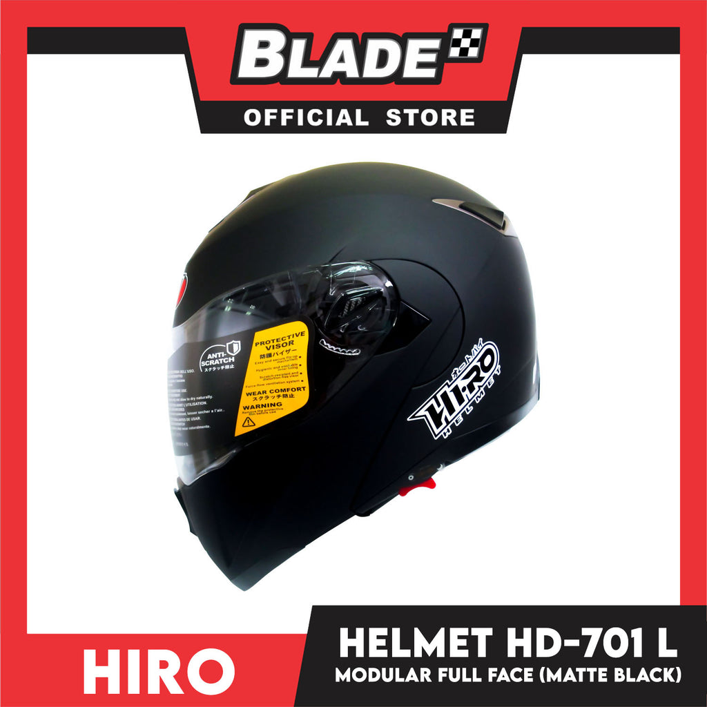 HIRO Helmet HD-701 Matte Black (Modular) Large – blade.ph