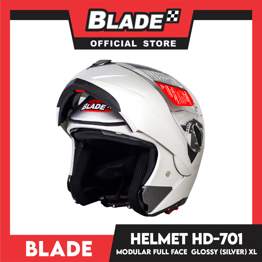 Blade Helmet Modular Full Face HD-701 Glossy Silver (Extra Large ...