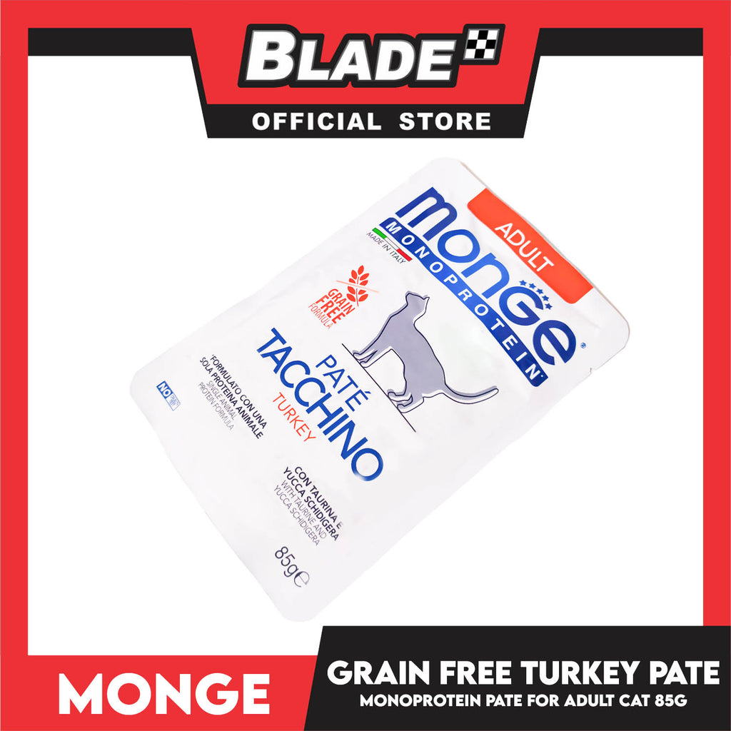 Monge Monoprotein Pate Wet Cat Food In Pouch For Adult, Grain Free 85g ...