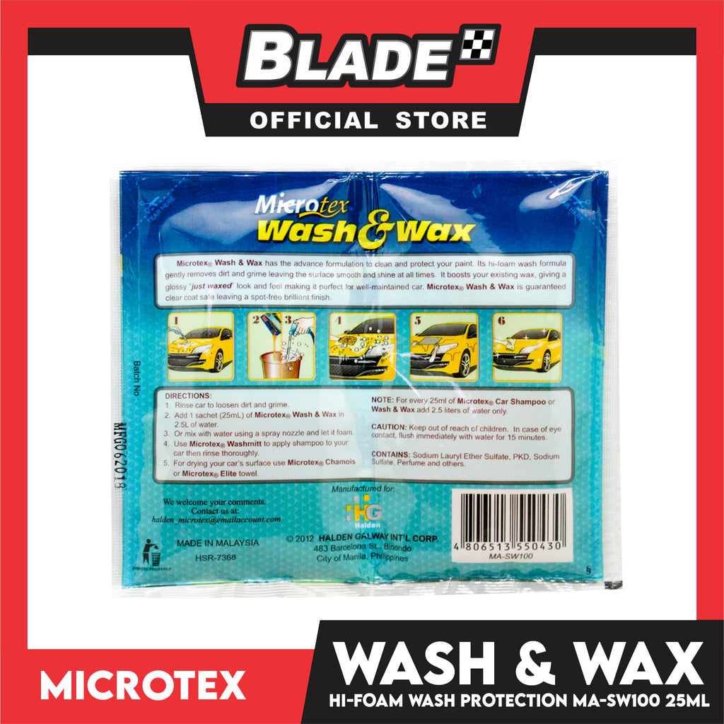 12pcs Microtex Wash and Wax MA-SW100 Sachet 25ml – blade.ph