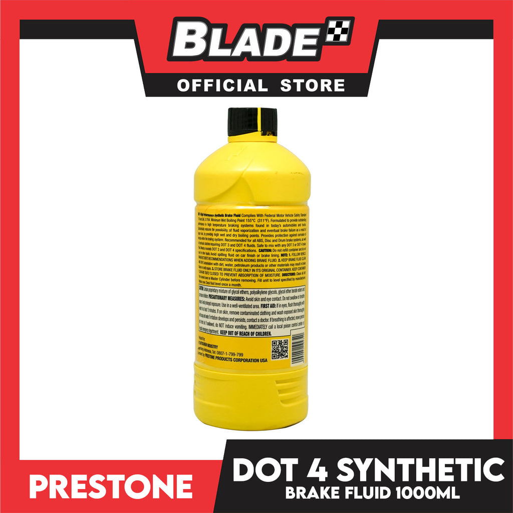 Prestone Dot 4 Synthetic Brake Fluid 1000ml for Extended Fluid Life ...