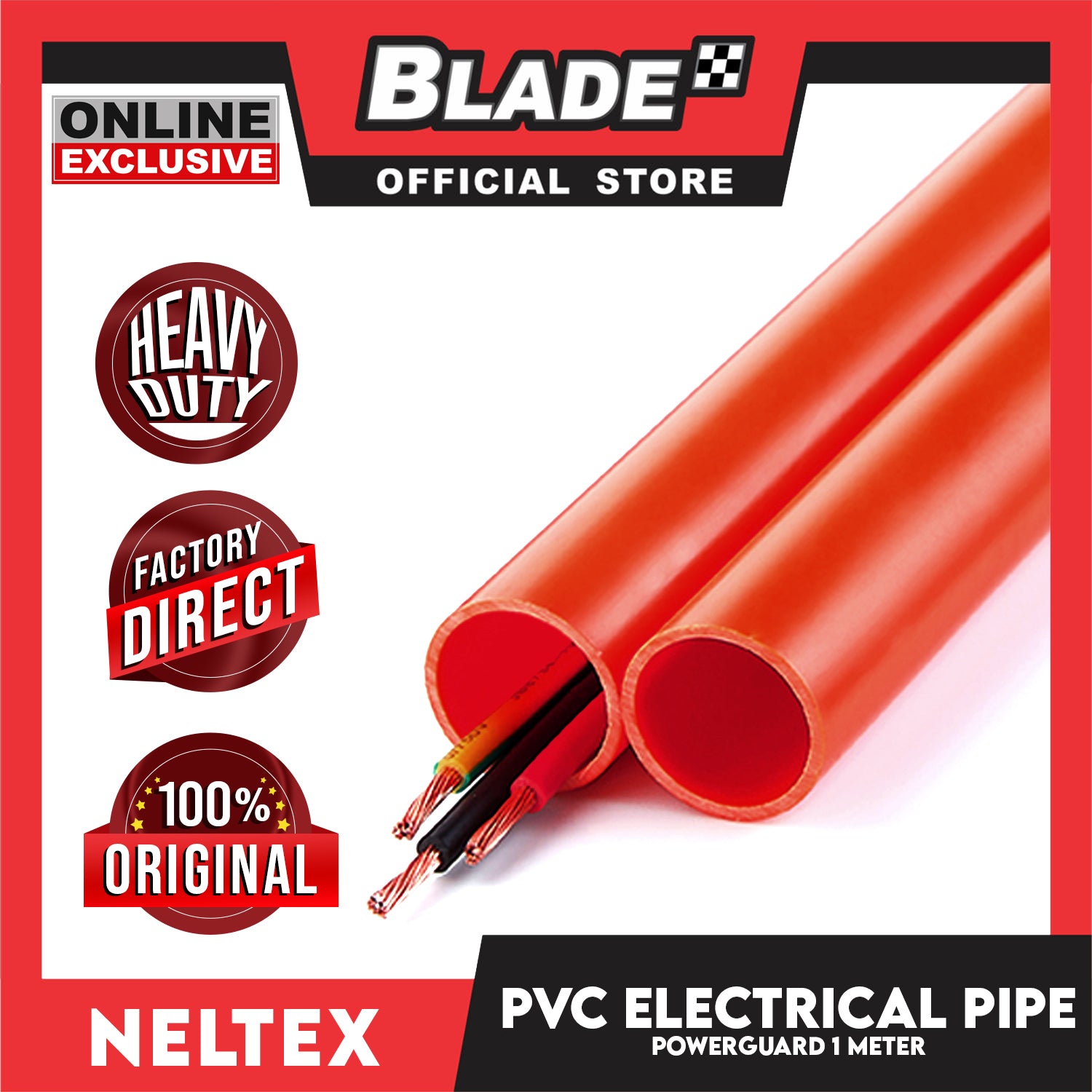 Neltex PVC Electrical Pipe Powerguard 20mm (1/2) x 1meter (Orange) Ele ...