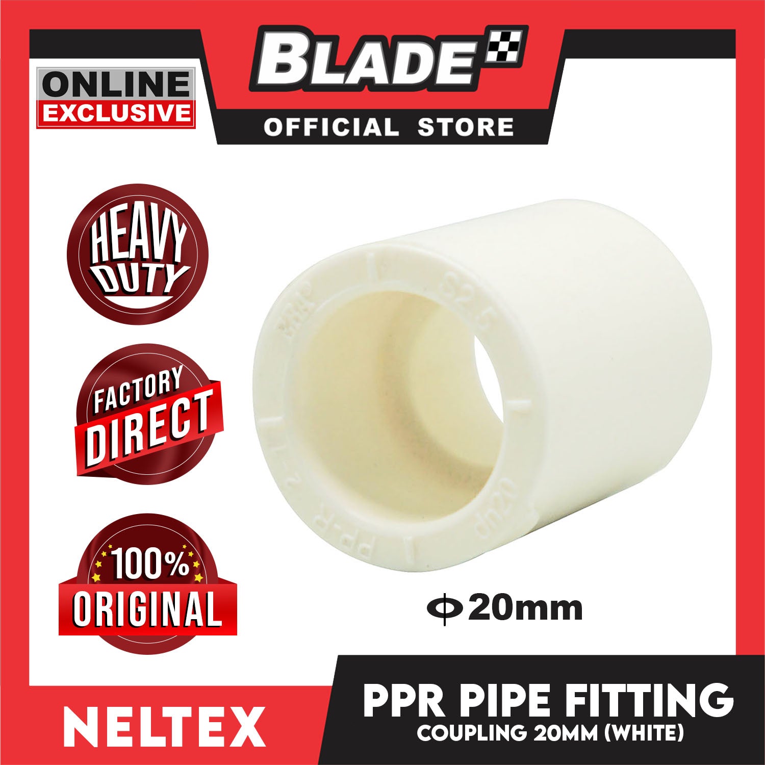 Neltex PPR PVC Fitting Coupling 20mm (1/2'') – blade.ph