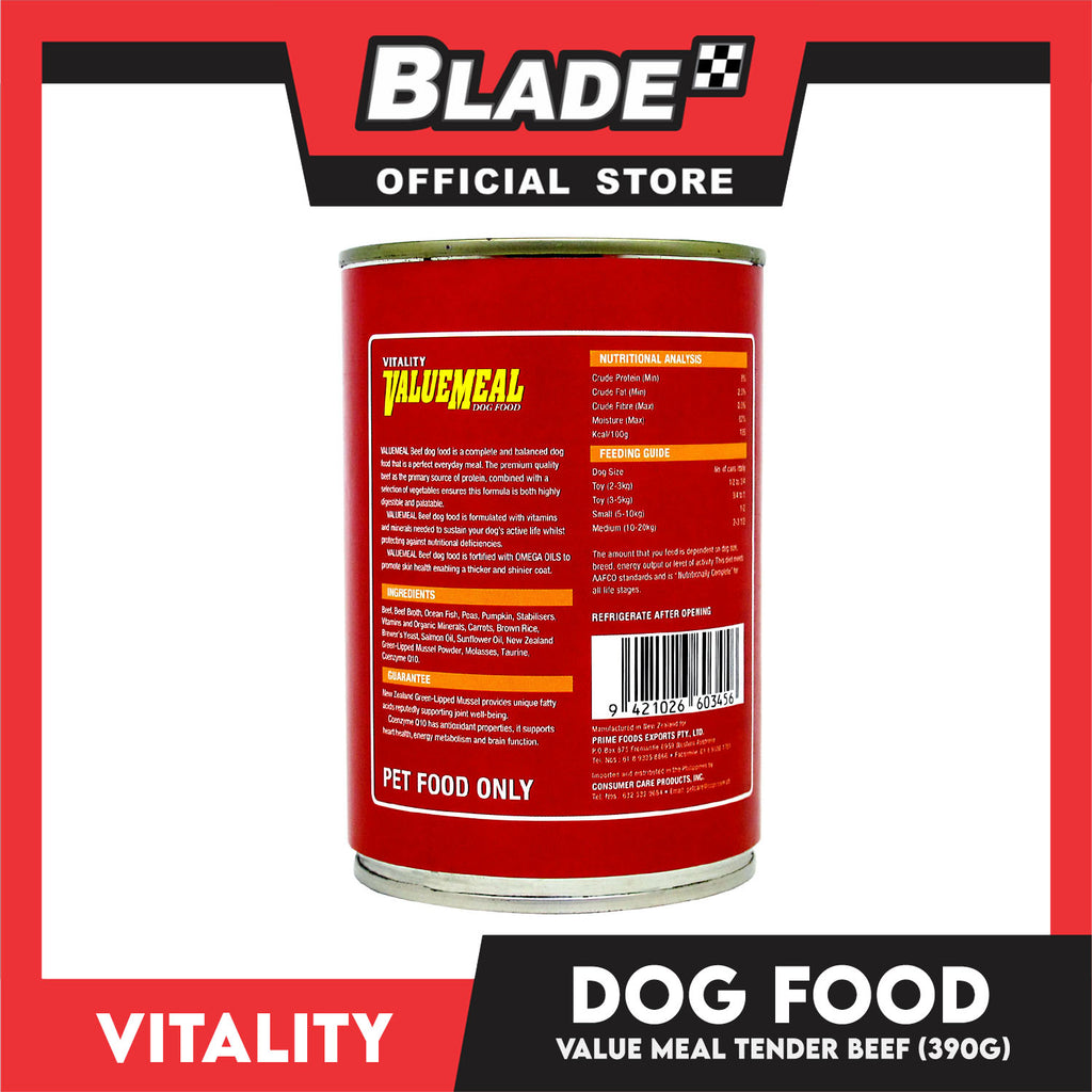 Vitality ValueMeal Canned Dog Food For Puppies And Adults 390g (Tender ...