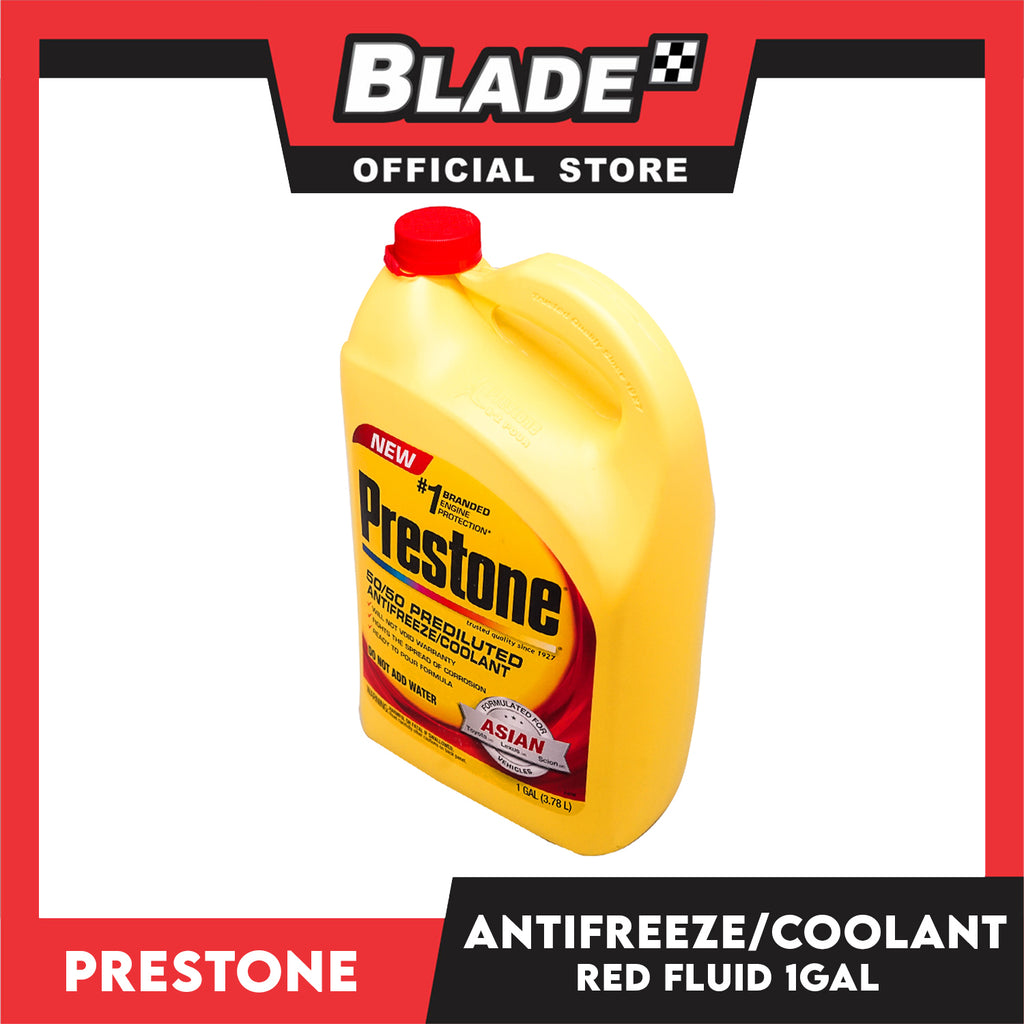 Prestone 50/50 Prediluted Antifreeze/Coolant (Red) 1 Gallon for Asian ...