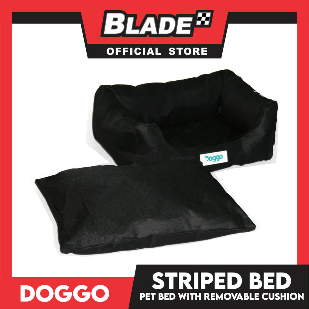 Doggo Striped Bed Black with White Striped (Large) with Removable Cush ...