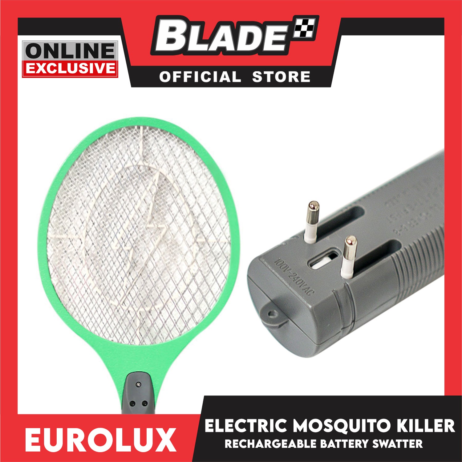 Eurolux Electric Mosquito Killer Rechargeable Racket Fly Swatter for O ...