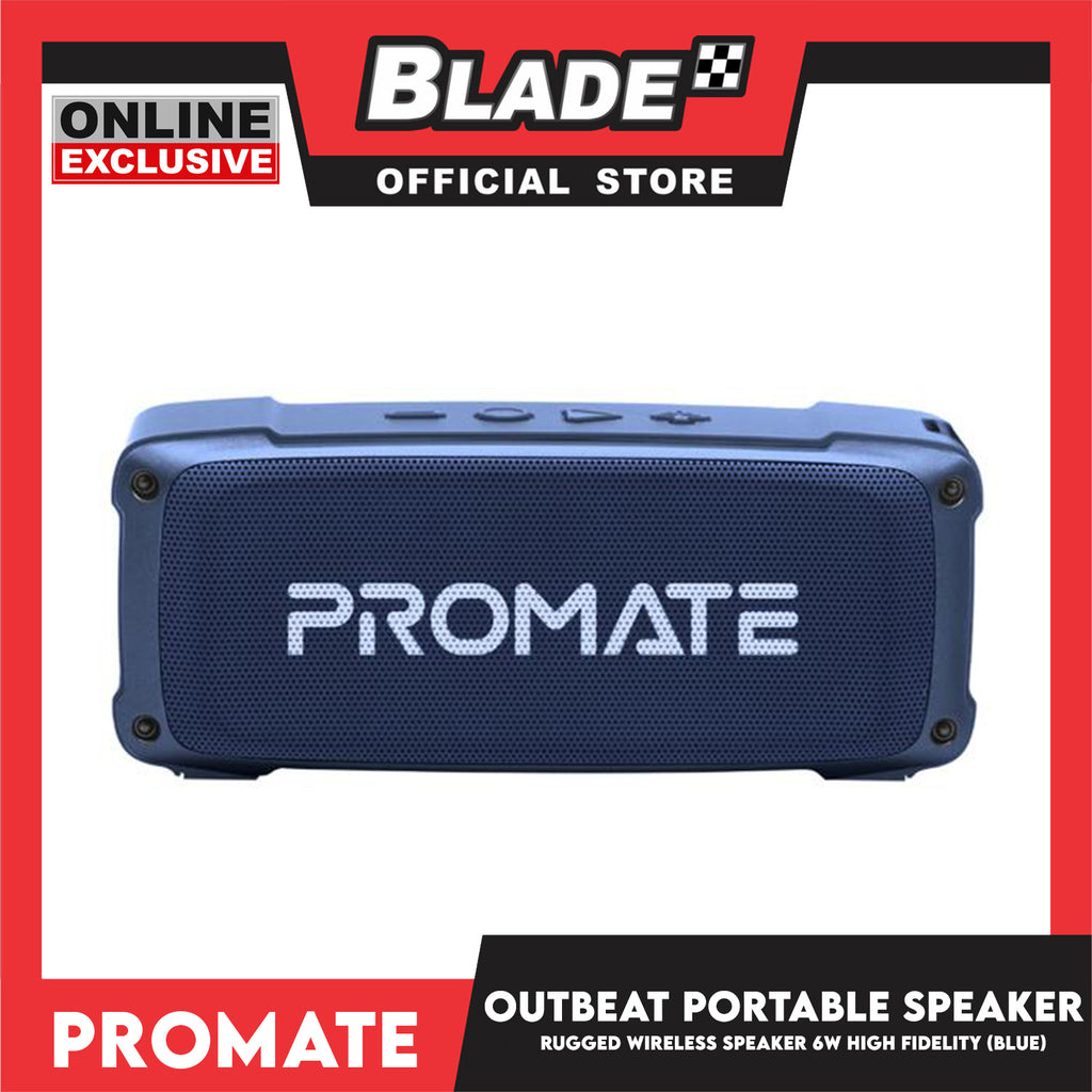 Promate Rugged Wireless Speaker 6W High Fidelity OutBeat (Blue) Portab ...