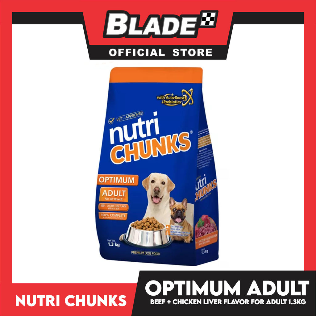 Nutri Chunks Optimum Premium Dog Food, Adult For All Breeds 1.3kg (Bee ...