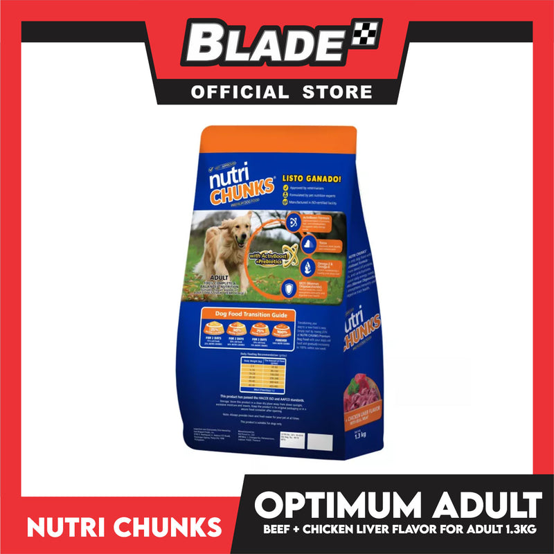 Nutri Chunks Optimum Premium Dog Food, Adult For All Breeds 1.3kg (Bee ...