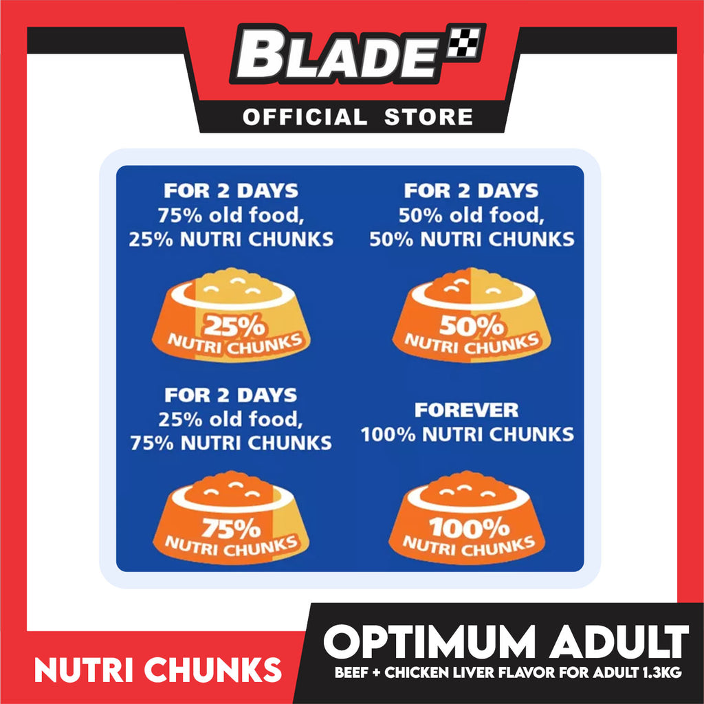 Nutri Chunks Optimum Premium Dog Food, Adult For All Breeds 1.3kg (Bee ...