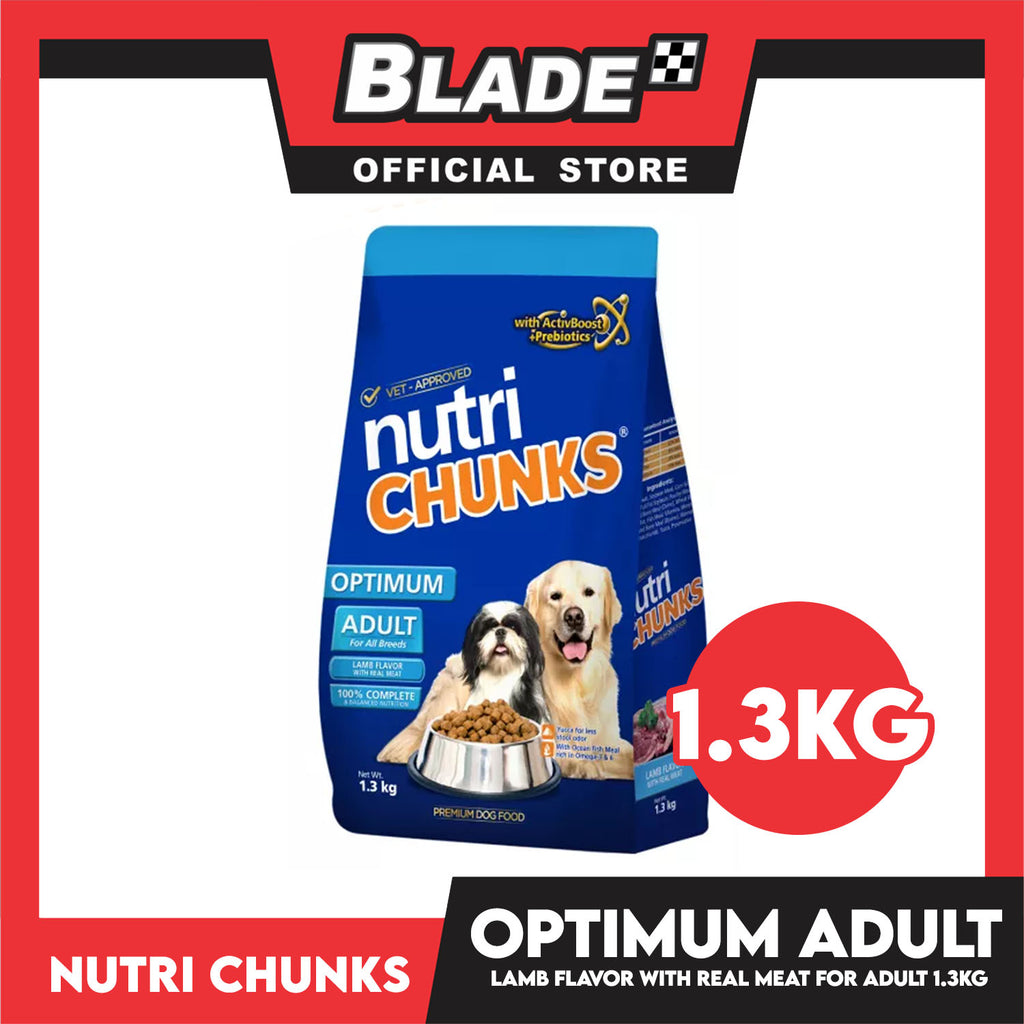 Nutri Chunks Optimum Premium Dog Food, Adult For All Breeds 1.3kg (Lam ...