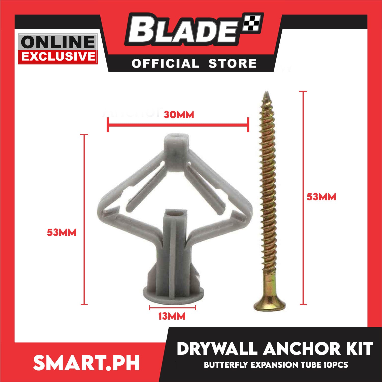 Aircraft Plastic Drywall Butterfly Anchor Kit (Set Of 10pcs) Butterfly ...