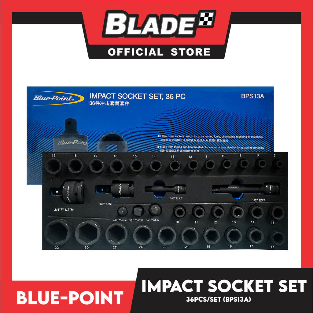 Blue-Point Impact Sockets Set (BPS13A) Set Of 36pcs, Impact Sockets An ...