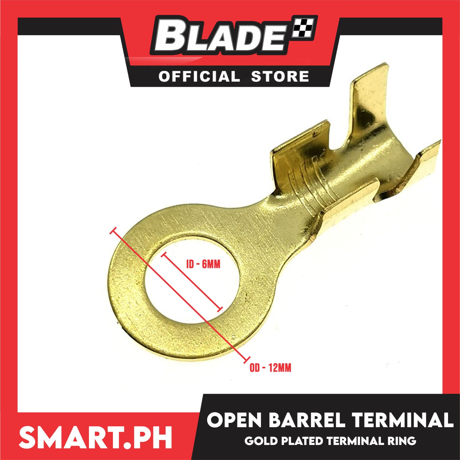 4pcs Electric Lugs Ring Type Terminal Gold Plated Ring 12mm (M6) Golde ...