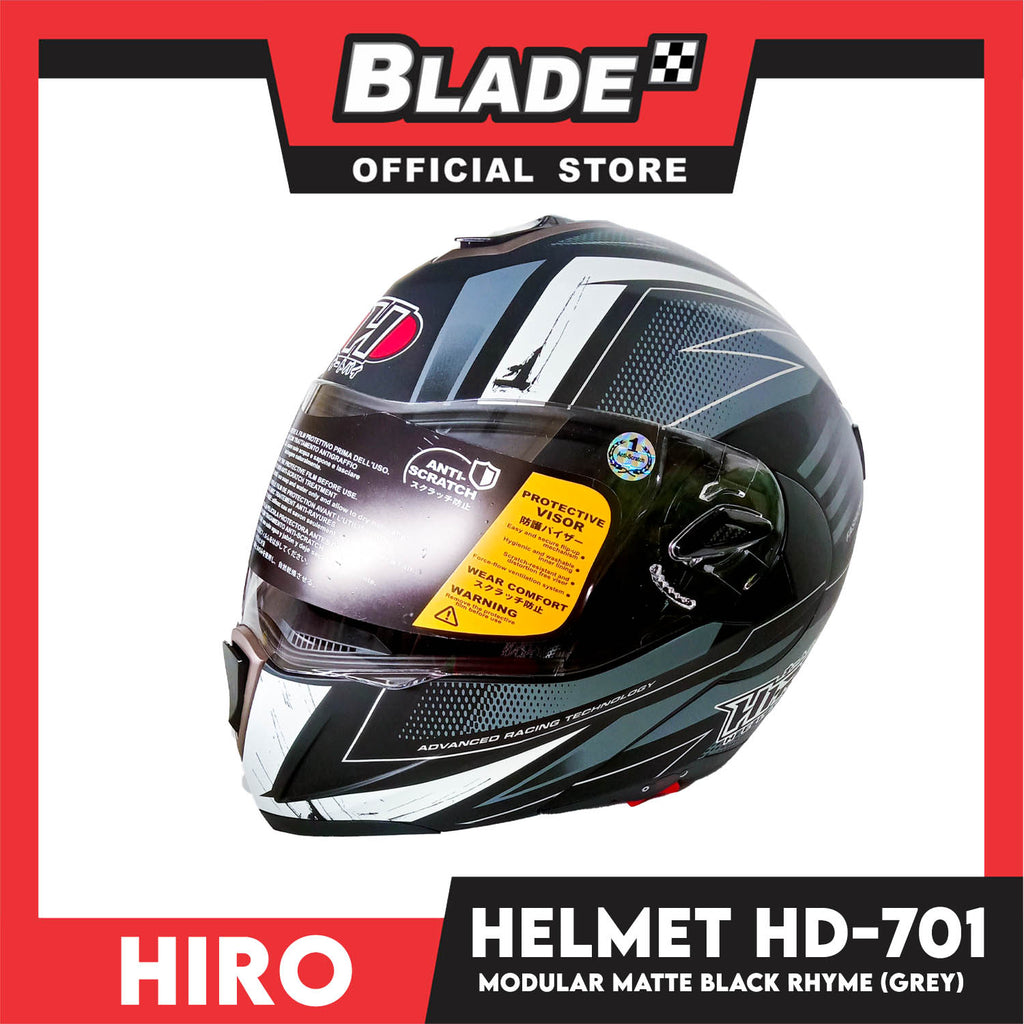 HIRO Helmet FU (XL) HD-701 Matte Black Rhyme Grey Color (Modular ...
