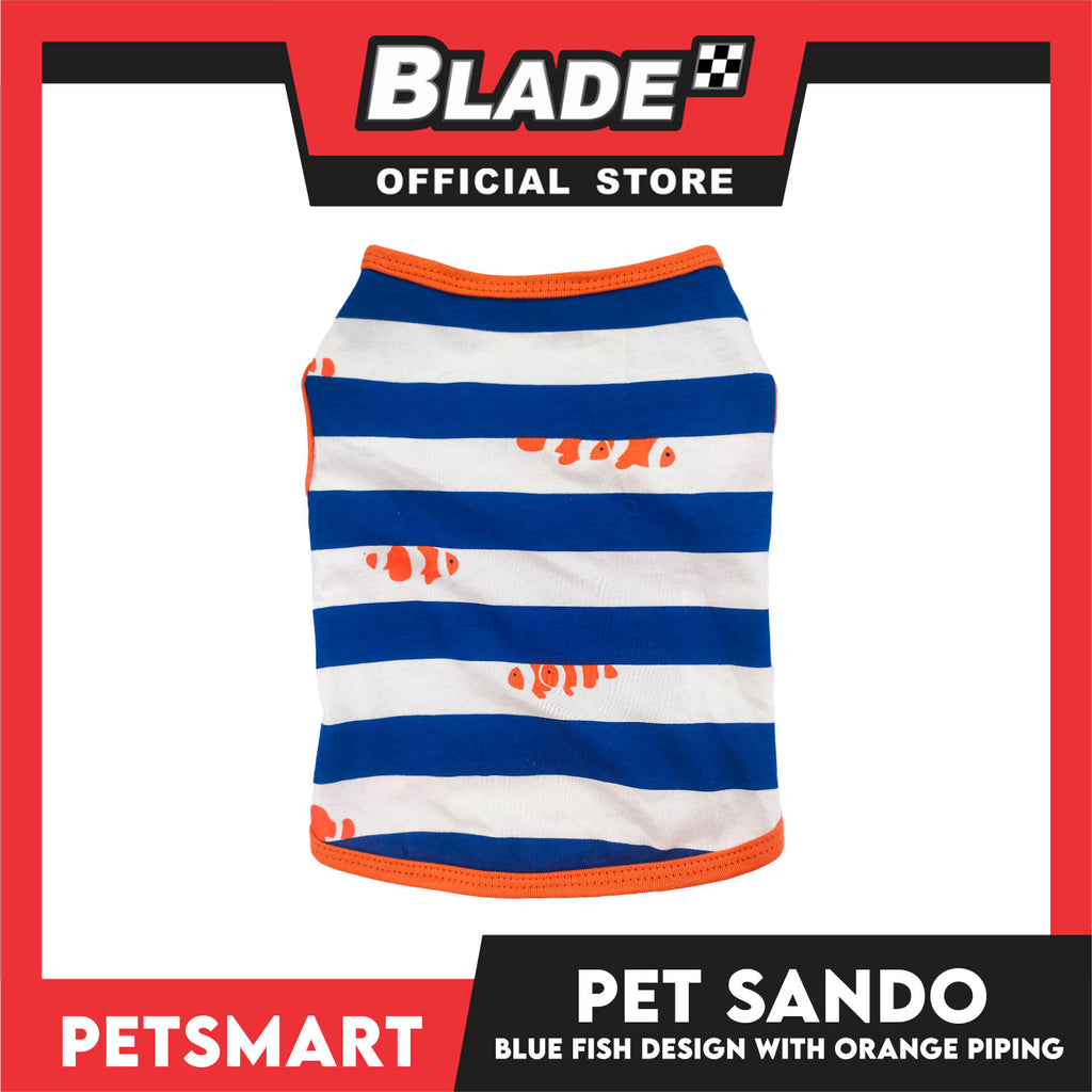 Pet Sando Stripe, Blue Fish Design with Orange Piping Color DG-CTN143X ...