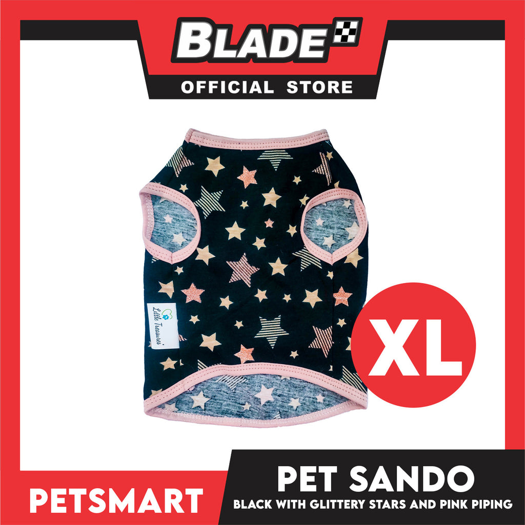 Pet Sando Black with Glittery Stars and Pink Piping Color DG-CTN147XL ...