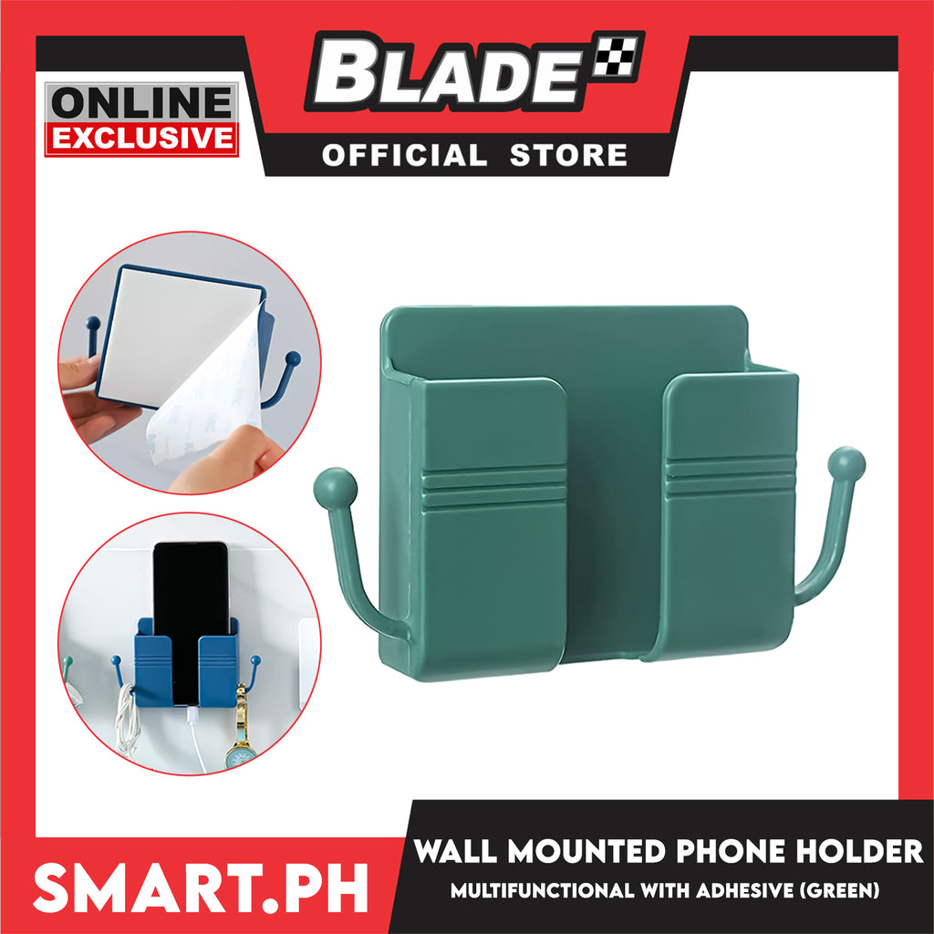 Wall Mounted Phone Holder Organizer with Adhesive (Green) Multifunctio ...