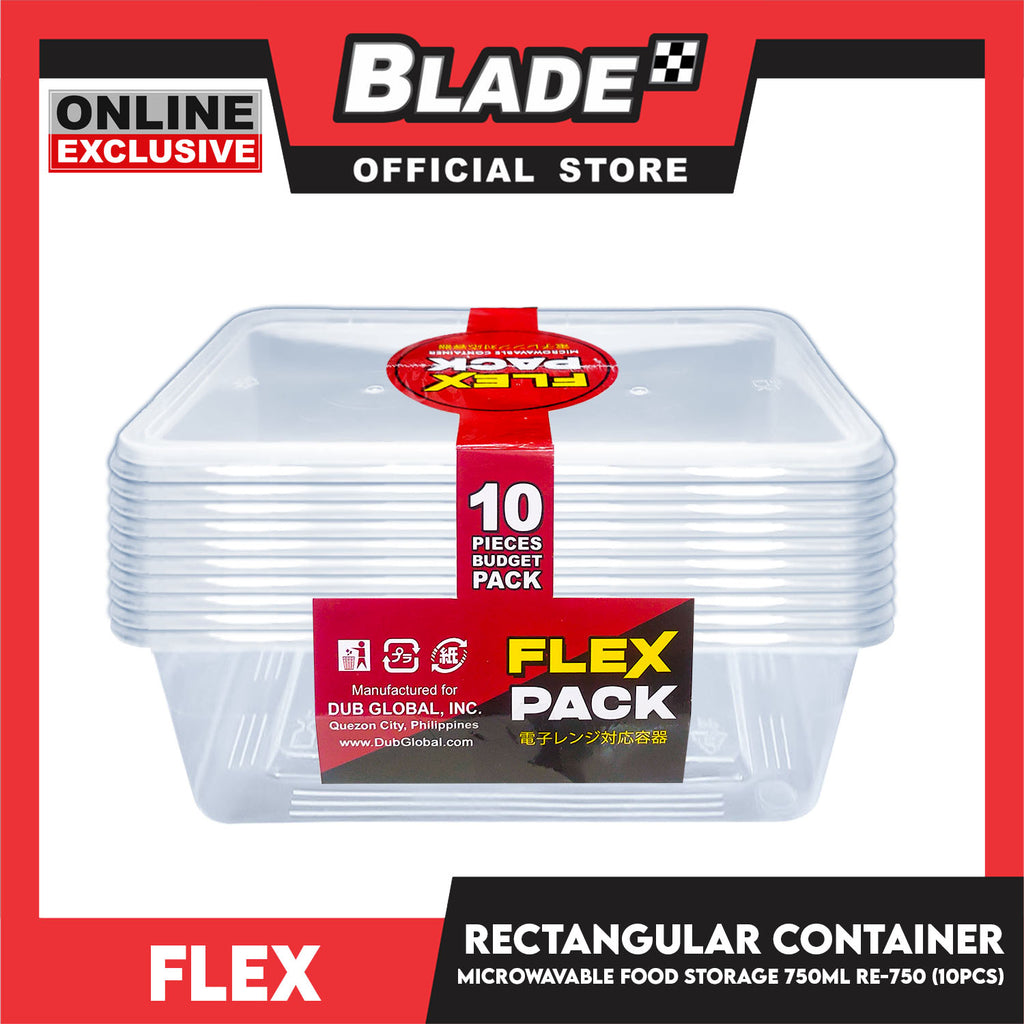 Flex Microwavable Container Rectangle Food Storage 750ml 17x12x5.5cm R ...