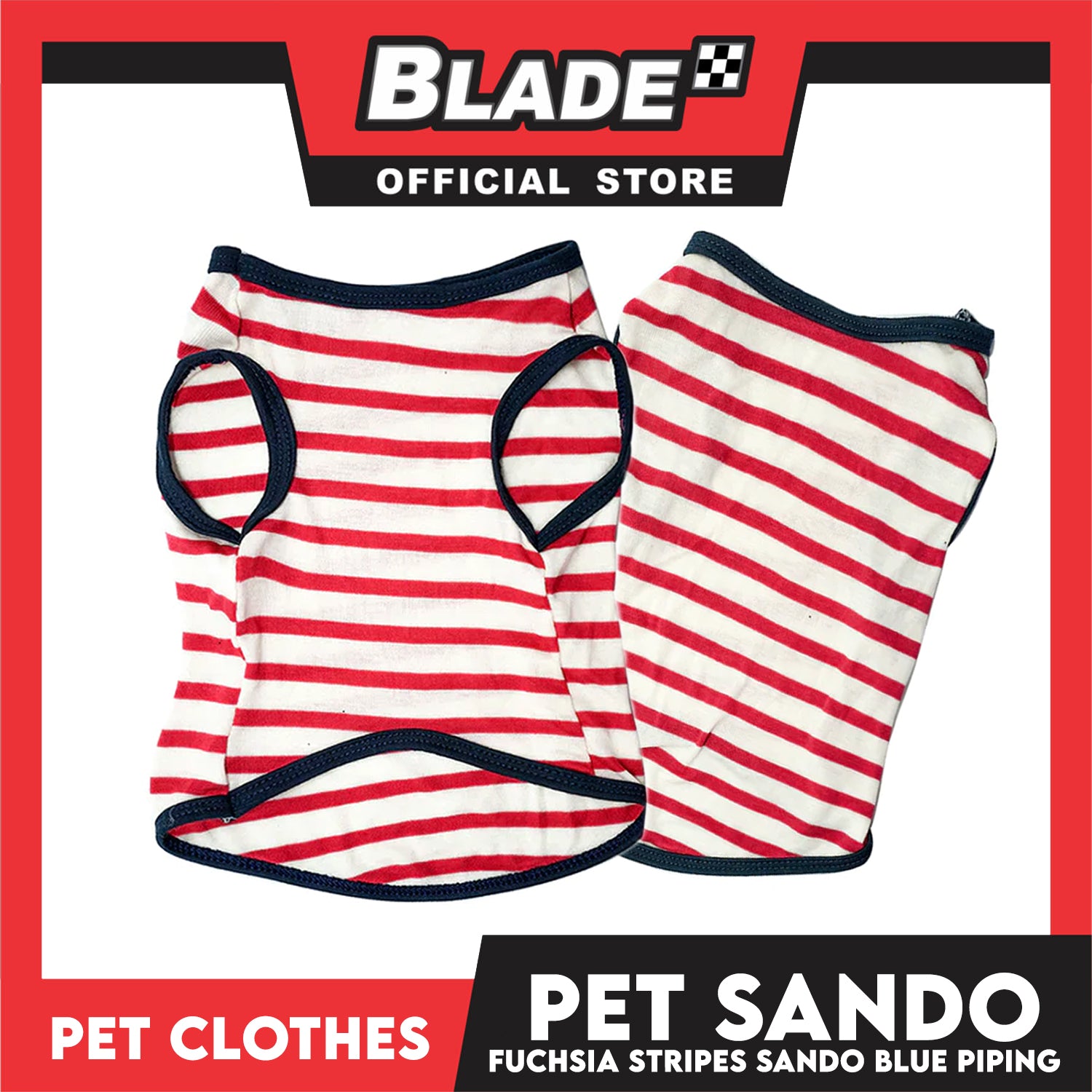 Pet Sando (Extra Large) Fuchsia Stripes with Blue Piping Sando Pet Shi ...