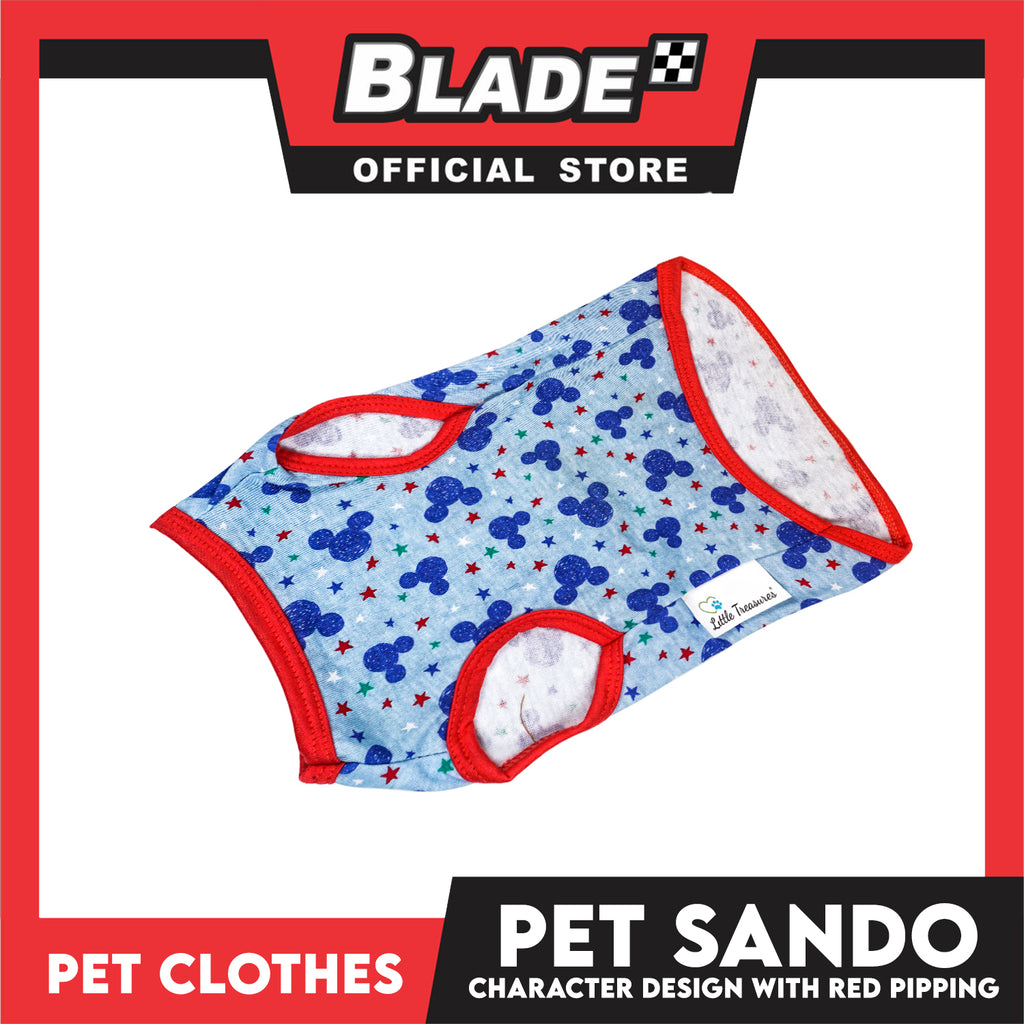 Pet Sando Blue and Green Stars Print with Red Piping Pet Clothes (Extr ...
